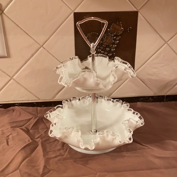 Fenton | Dining | Vintage Fenton Two Tier Bonbon Tidbit Tray Dish ...